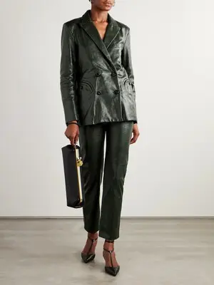 BLAZÉ MILANO Emera Snake-effect Leather Blazer - Green