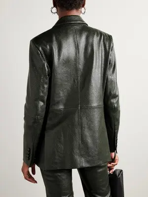 BLAZÉ MILANO Emera Snake-effect Leather Blazer - Green