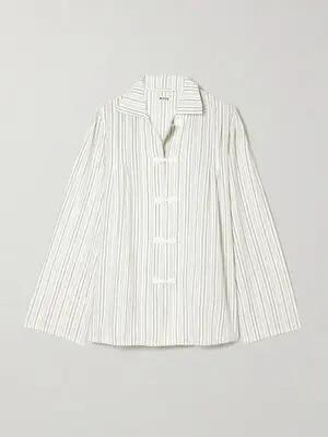 BODE Electric Appliquéd Striped Cotton-flannel Blouse