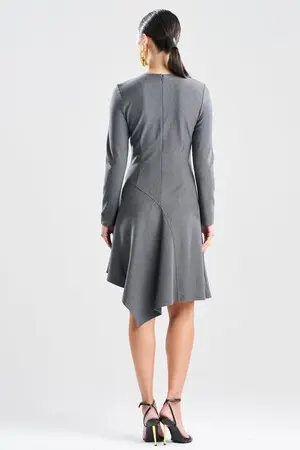 Natori Compact Knit Asymmetric Long Sleeve Dress