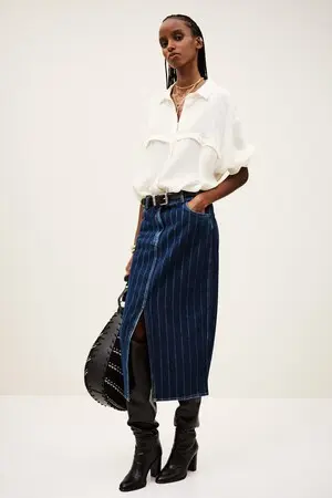 Ba&sh Denim Midi Column Skirt