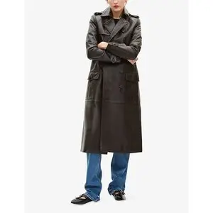 The Kooples Double-breasted Leather Trench Coat