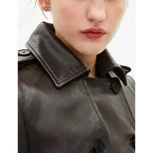 The Kooples Double-breasted Leather Trench Coat
