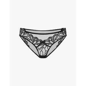 Agent Provocateur Nelle Embroidered Mesh Briefs - Black