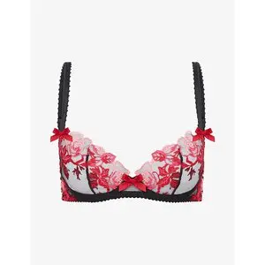 Agent Provocateur Callypso Floral-embroidered Underwired Mesh Bra - Black/multi