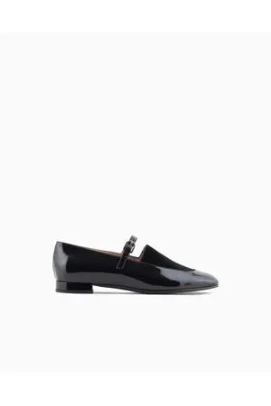 Emporio Armani Patent Leather Mary Jane Ballerinas - Black