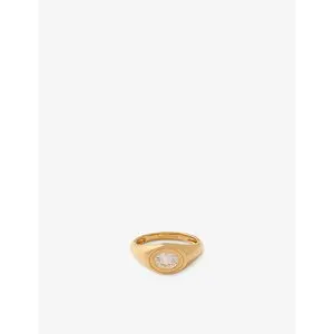 LA MAISON COUTURE Skydiamond Crescent 18ct Yellow And Lab-grown Diamond Signet Ring - Gold
