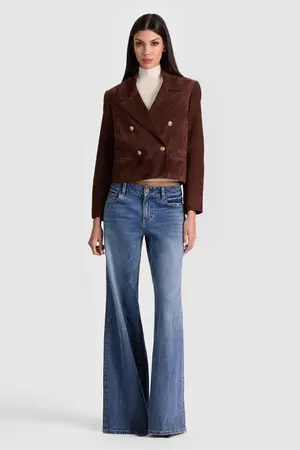Alice + Olivia Avery Suede Double Breasted Blazer