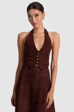 Alice + Olivia Crosby Suede Vest