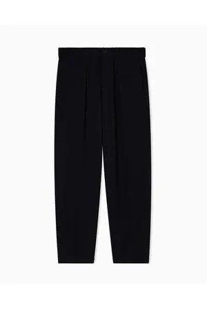 Giorgio Armani Single-pleat Virgin Wool Crêpe Trousers - Black