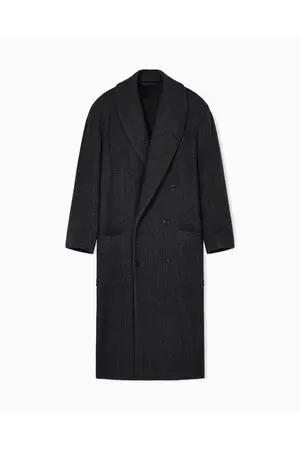 Giorgio Armani Chevron Cashmere Cloth Long Coat - Natural
