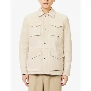 Eleventy Flap-pocket Long-sleeve Suede Safari Jacket
