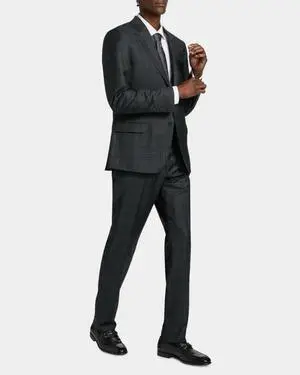 Emporio Armani Apos;s Wool Super 130s Plaid G Line Suit - Grey