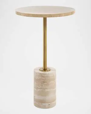THE UTTERMOST CO Malya Accent Table - Rich Brass / Travertine Top