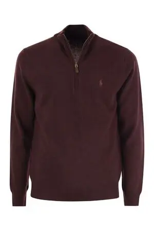 Polo Ralph Lauren Wool Pullover With Quarter Zip - Red