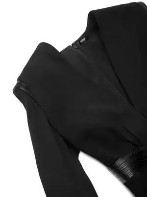Versace Leather-trimmed Wrap Blouse