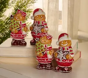 VALERIE PARR HILL As Is 4-piece Ceramic Gingerbread Salt And Pepper Set - One-color