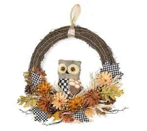 MACKENZIE-CHILDS 16' Floral Owl Wreath - One-color