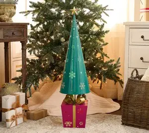 KRINGLE EXPRESS As Is 38' Oversize Lit Decor Tree W/present - One-color