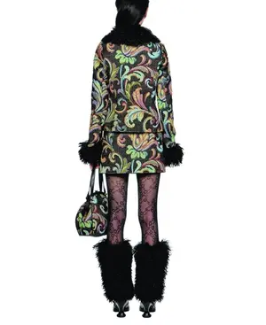 Anna Sui Tapestry Faux Fur Jacket - Black Multi