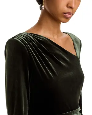 Eliza J Long Sleeve Asymmetrical Neck Gown