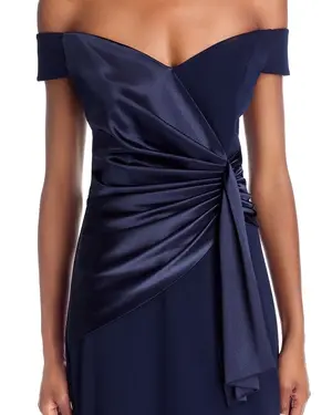Eliza J Off-the-shoulder Ruched Gown