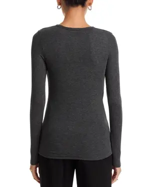 ATM Anthony Thomas Melillo Heathered Modal Rib Long Sleeve Henley Top - Coal