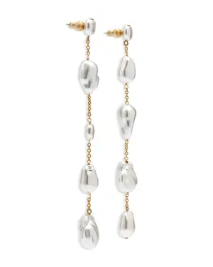 Cult Gaia Vana Imitation Pearl Linear Drop Earrings - Gold/pearl