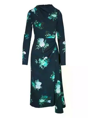 Erdem Floral Draped Midi Dress