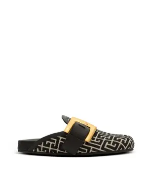 Balmain Anthem Jacquard Canvas Mules With Pb Monogram