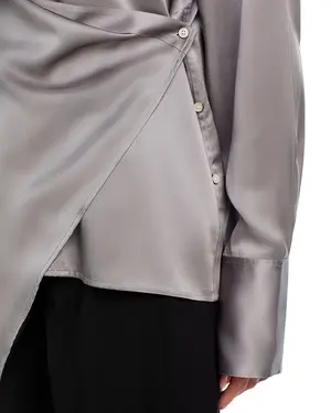 Helmut Lang Silk Relaxed Wrap Shirt