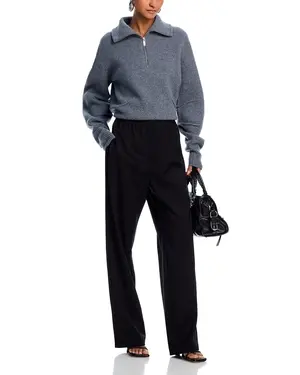 Helmut Lang Wool Half Zip Funnel Neck Sweater - Medium Grey