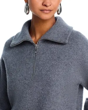 Helmut Lang Wool Half Zip Funnel Neck Sweater - Medium Grey