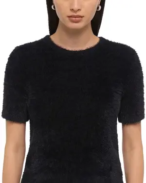 Helmut Lang Cropped Eyelash Tee - Black