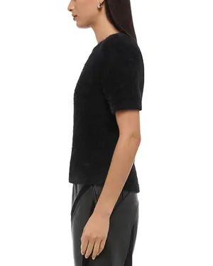 Helmut Lang Cropped Eyelash Tee - Black