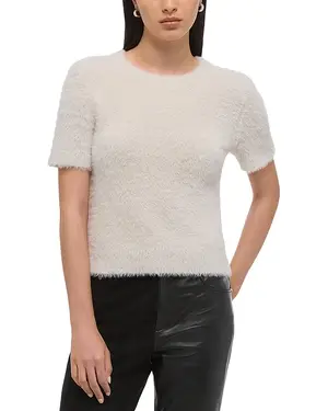 Helmut Lang Cropped Eyelash Tee - Ivory