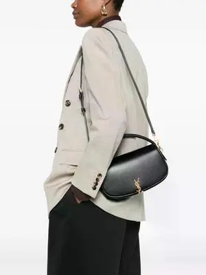 Saint Laurent Logo-plaque Curved Shoulder Bag - Black
