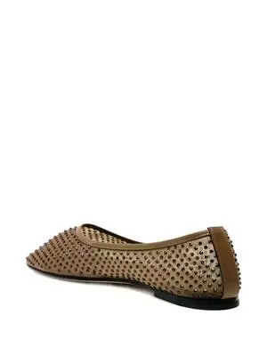 Dear Frances Balla Crystal-embellished Ballet Flats - Brown