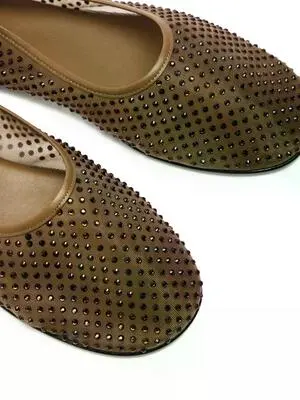 Dear Frances Balla Crystal-embellished Ballet Flats - Brown