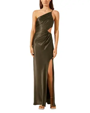 Shona Joy La Lune Asymmetric Gathered Maxi Dress