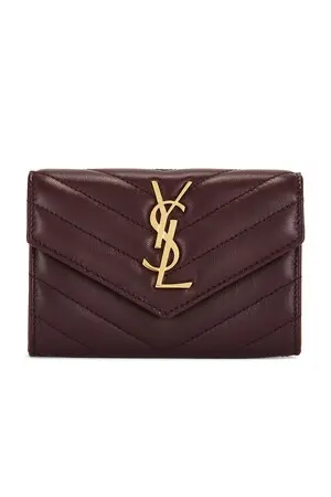 Saint Laurent Small Envelope Wallet In Wine - Hot Wine