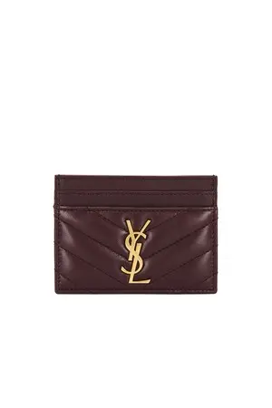 Saint Laurent Saint Laurent Credit Card Case In Wine Hot Wine