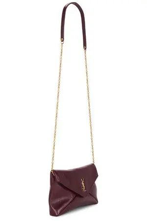 Saint Laurent Small Pouch On Chain - Dark Ruby