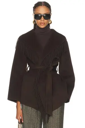 Simkhai SIMKHAI Rowen Fringe Jacket Chocolate