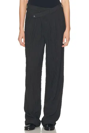 R13 Triple Pleat Crossover Trouser - Charcoal