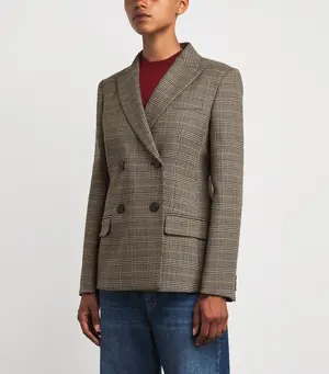 Max Mara Wool Check Double-breasted Blazer