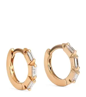 SUZANNE KALAN 18k Bold Huggie Earrings With Diamonds - Rose Gold