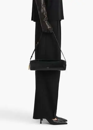 Khaite Kye Crackle Patent Leather Shoulder Bag - Black