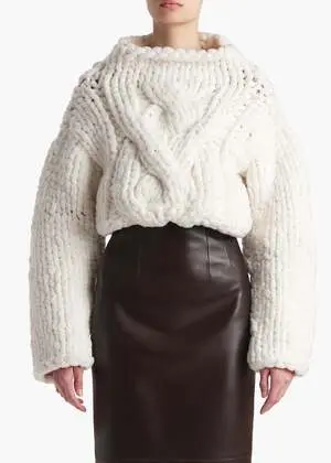 Khaite Ninel Cropped Silk Chain Sweater - Glaze