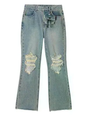 MUSIUM DIV. Lace-insert Frayed Jeans